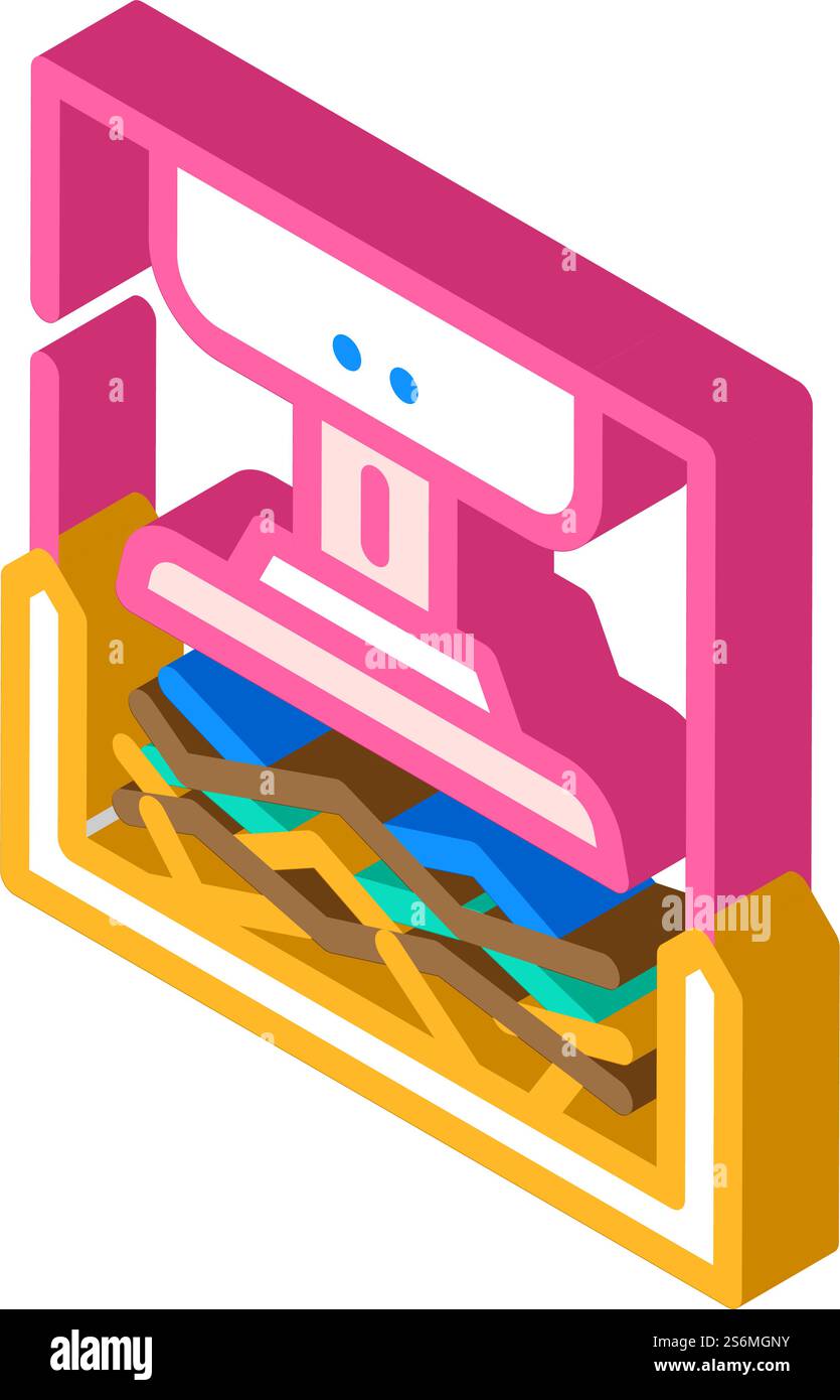 pressing solid waste isometric icon vector. pressing solid waste sign ...