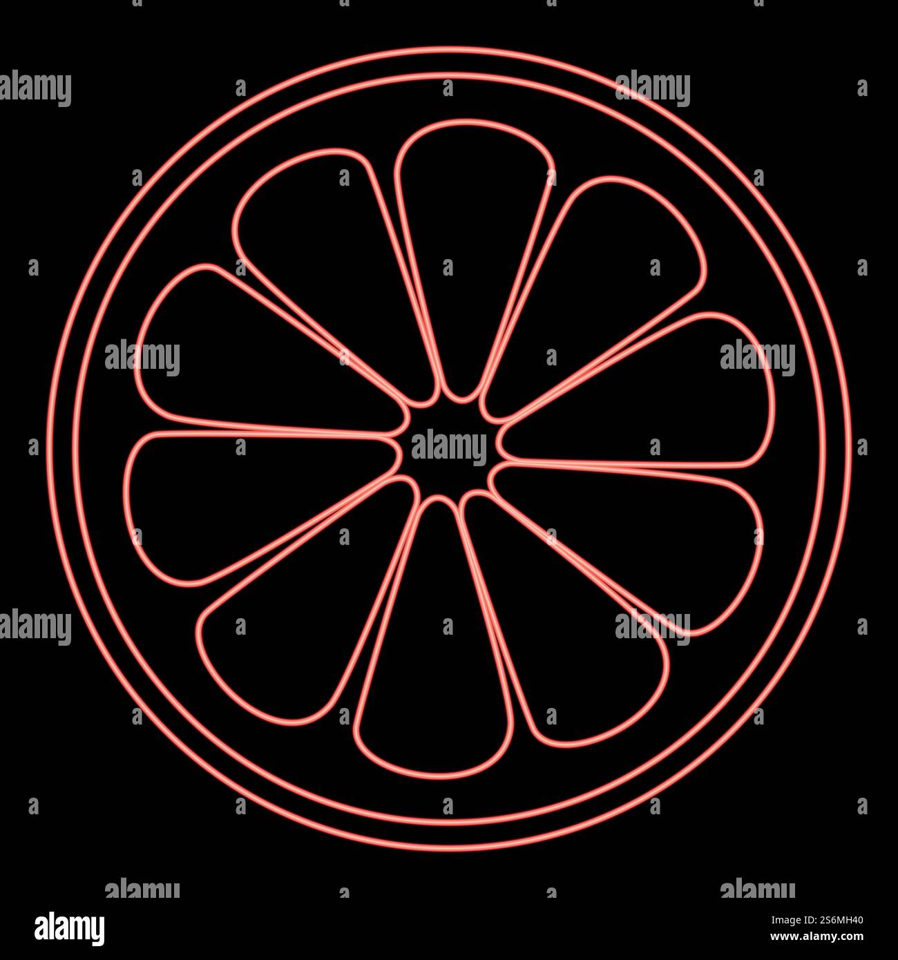 Neon lemon slice red color vector illustration flat style light image ...