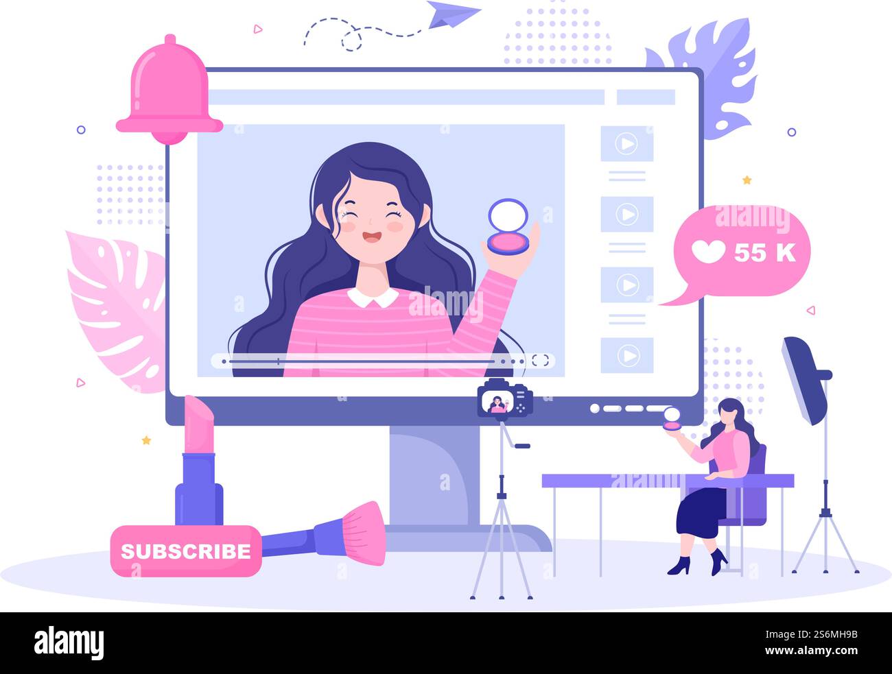 Beauty Blogger Content Creator Background of Recording Makeup Tutorial ...