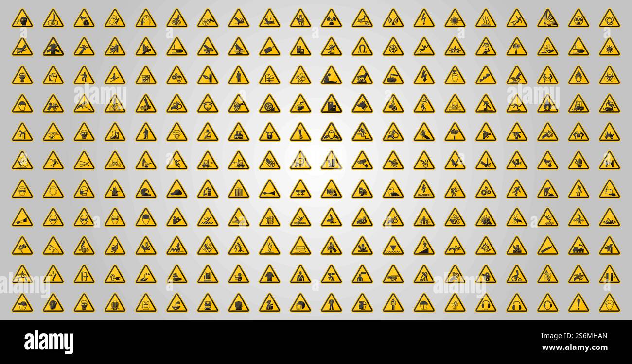 Warning Hazard Symbols labels Sign Isolate on White Background,Vector ...