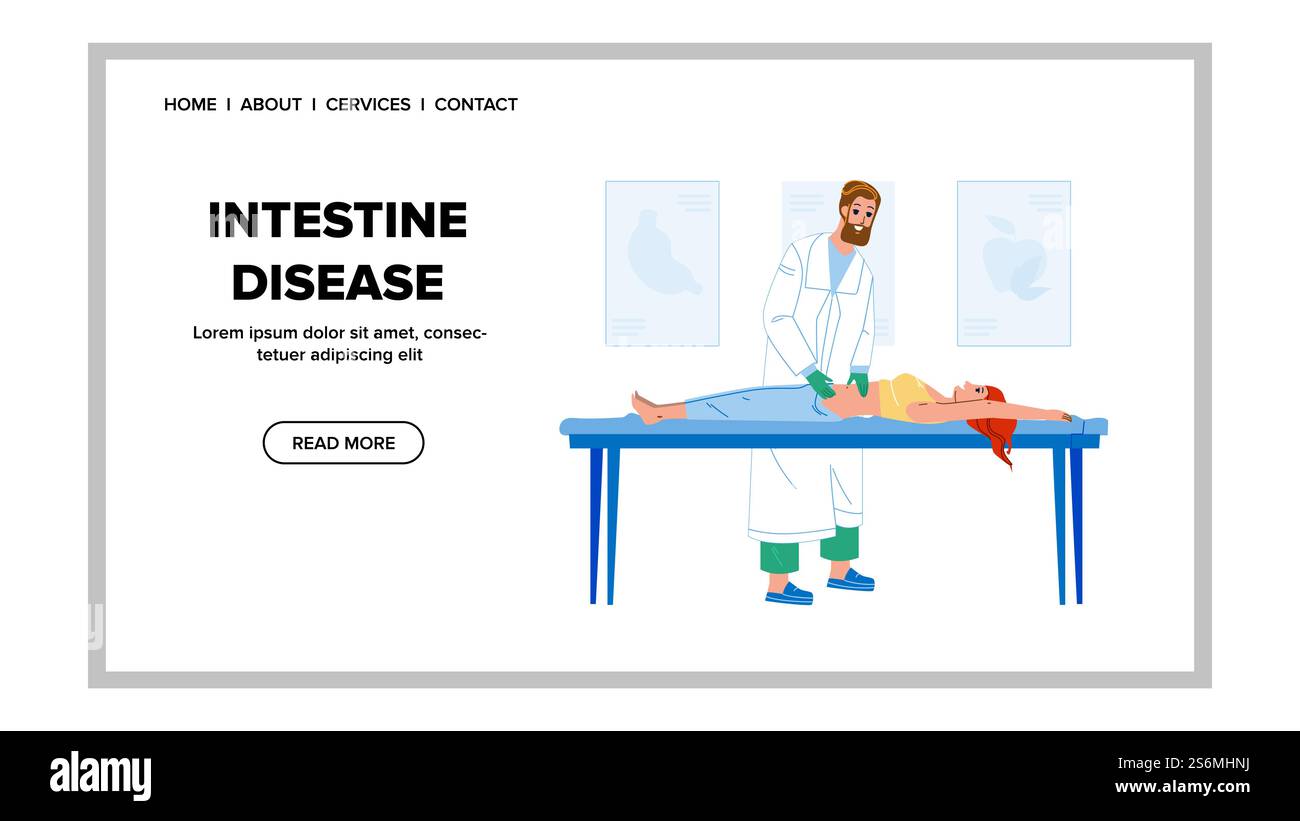 Intestine Disease Treat Woman In Hospital Vector. Gastroenterologist ...