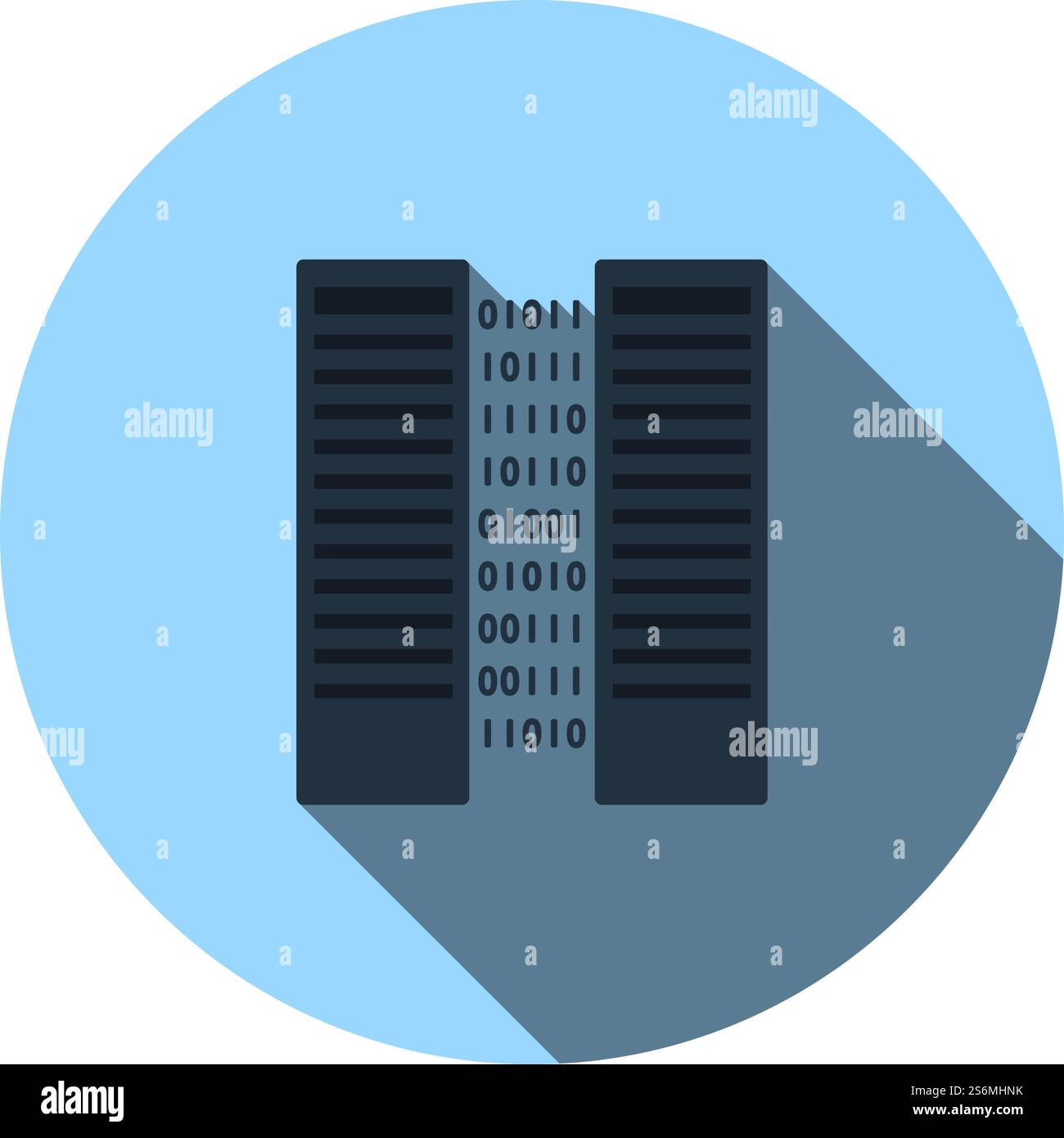 Server Icon. Flat Circle Stencil Design With Long Shadow. Vector ...