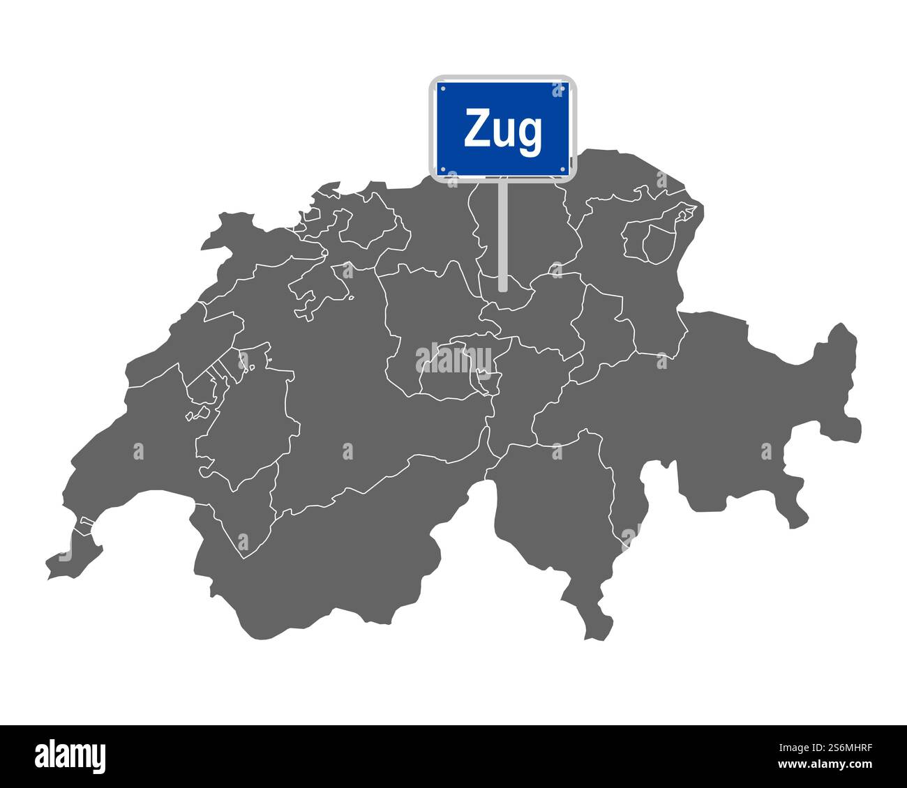 Map of Switzerland with Zug town sign Stock Photo - Alamy