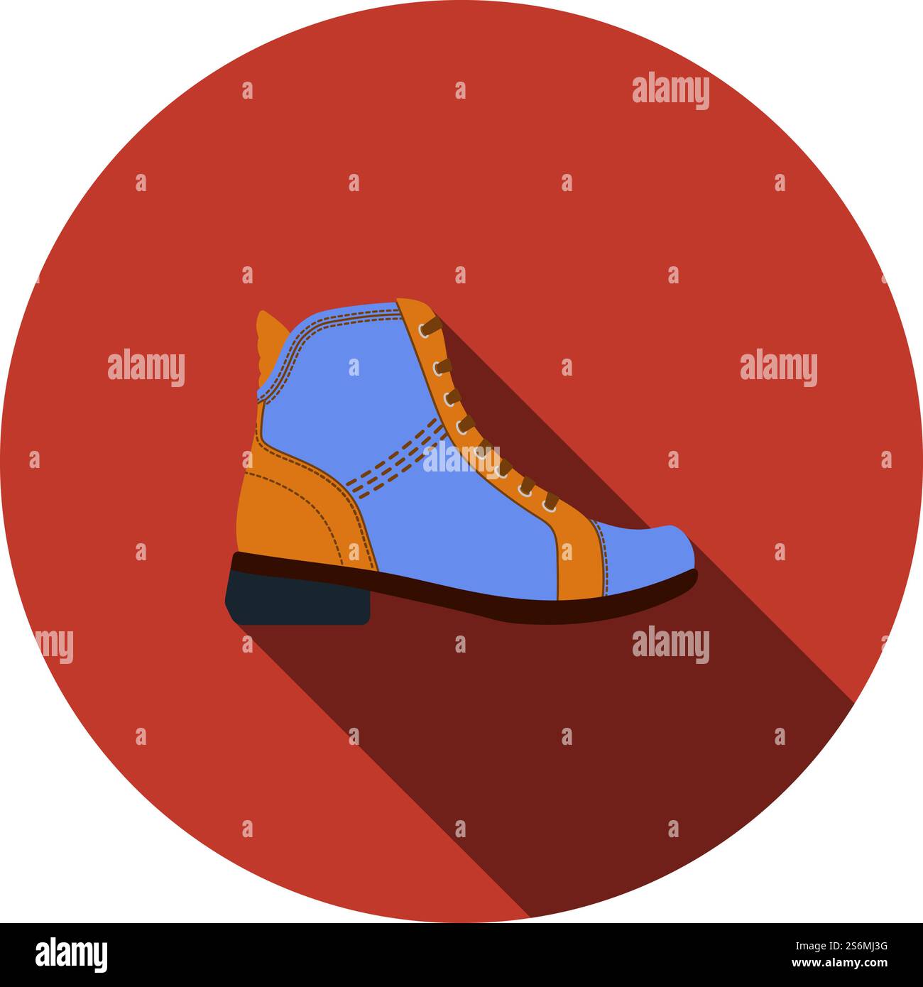 Woman Boot Icon. Flat Circle Stencil Design With Long Shadow. Vector ...