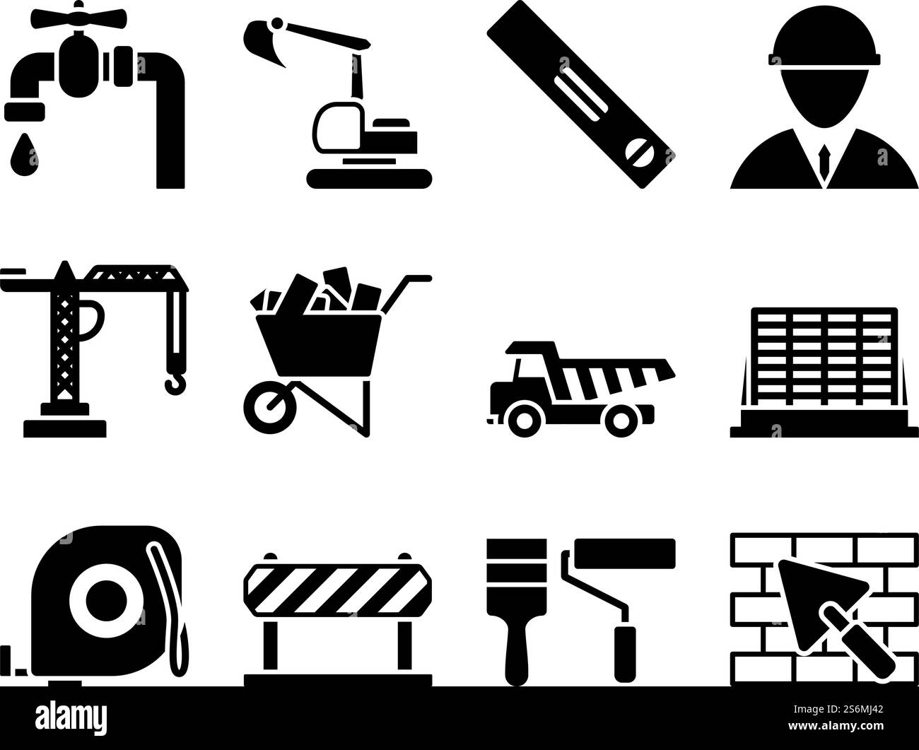 Construction Icon Set. Fully editable vector illustration. Text ...