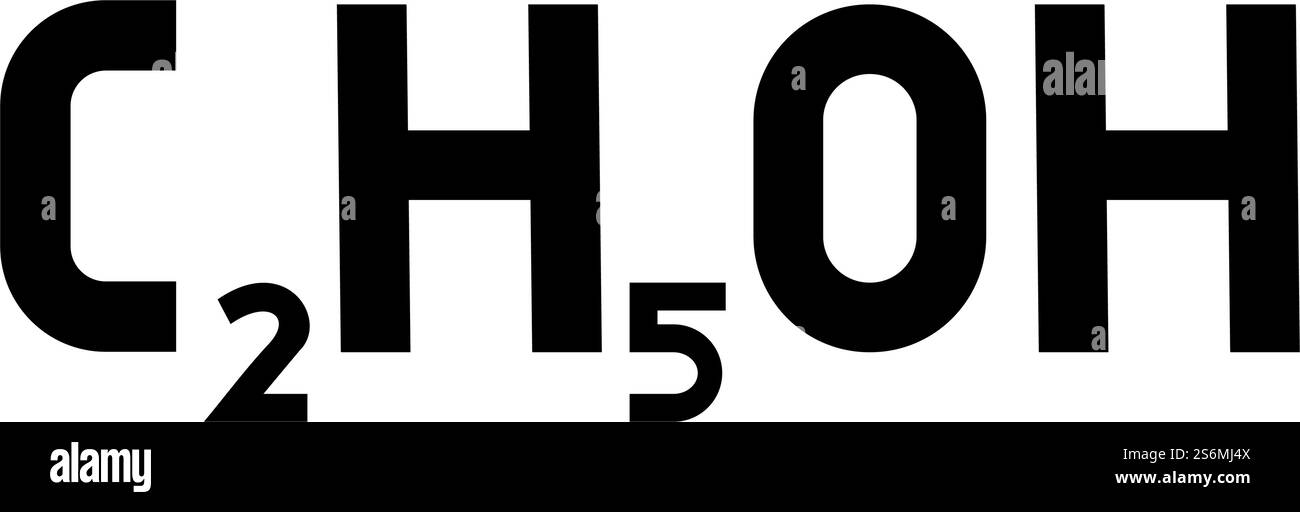 Chemical formula C2H5OH ethanol Ethyl alcohol icon black color vector ...