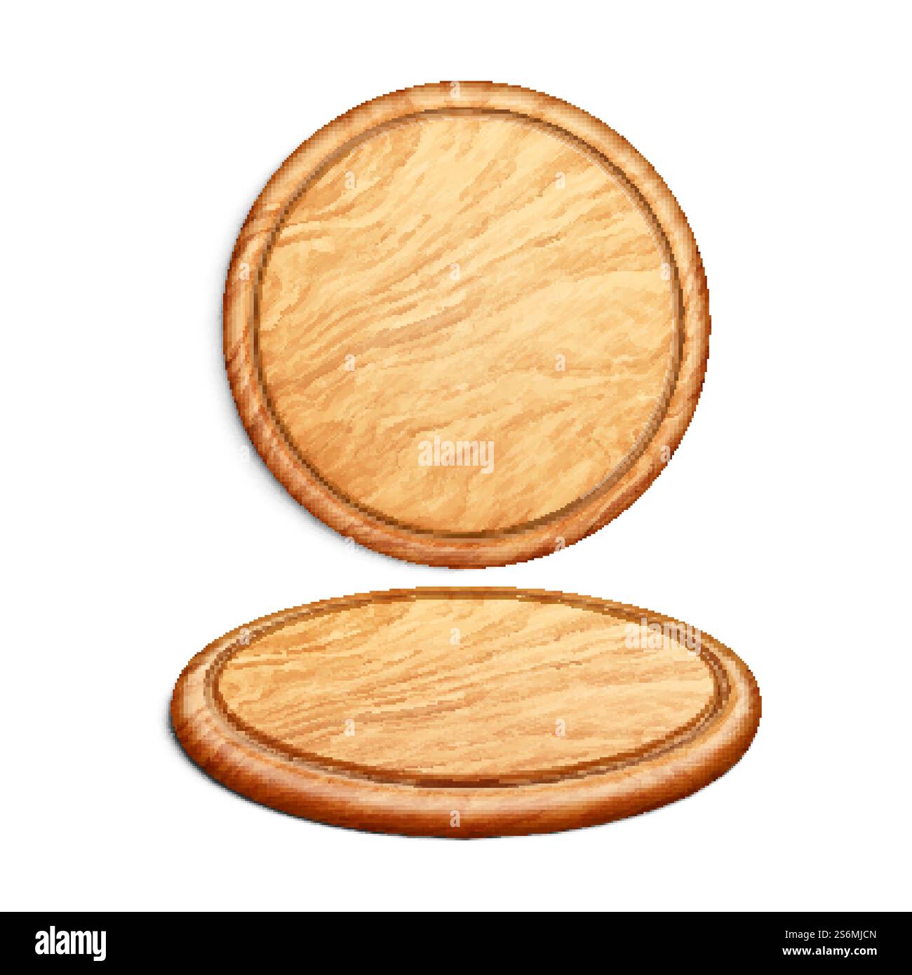Pizza Board Accessory For Fat Food Set Vector. Round Wooden Pizza Board ...