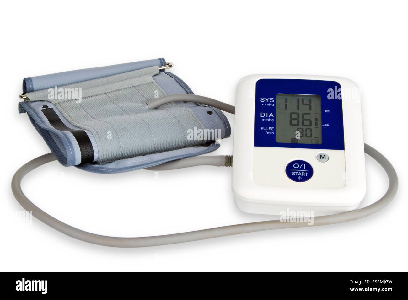 Blood pressure monitor cropped on white background Stock Photo - Alamy