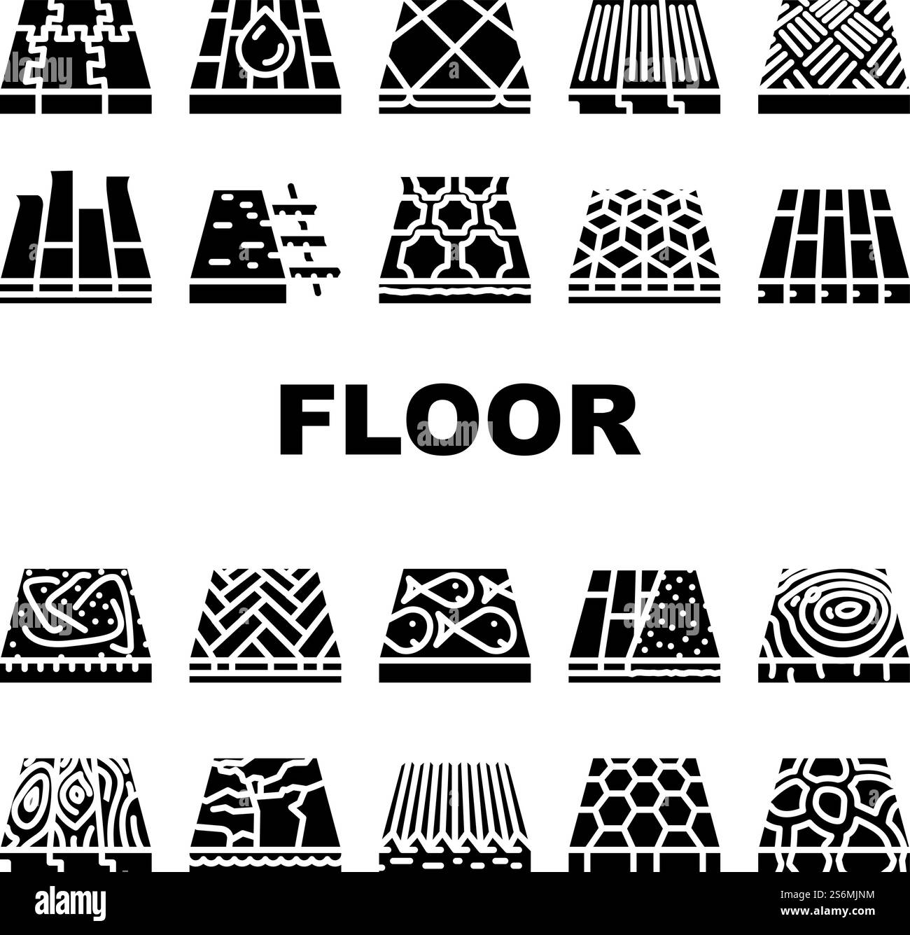 Floor Material Layers Renovation Icons Set Vector. Tile And Parquet ...