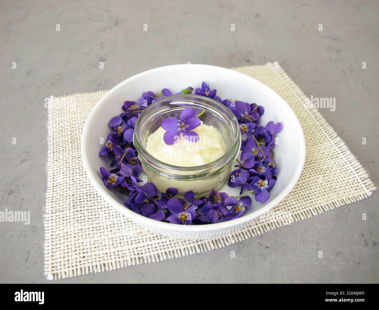 Homemade solid deodorant with violet scent from scented violets in a ...