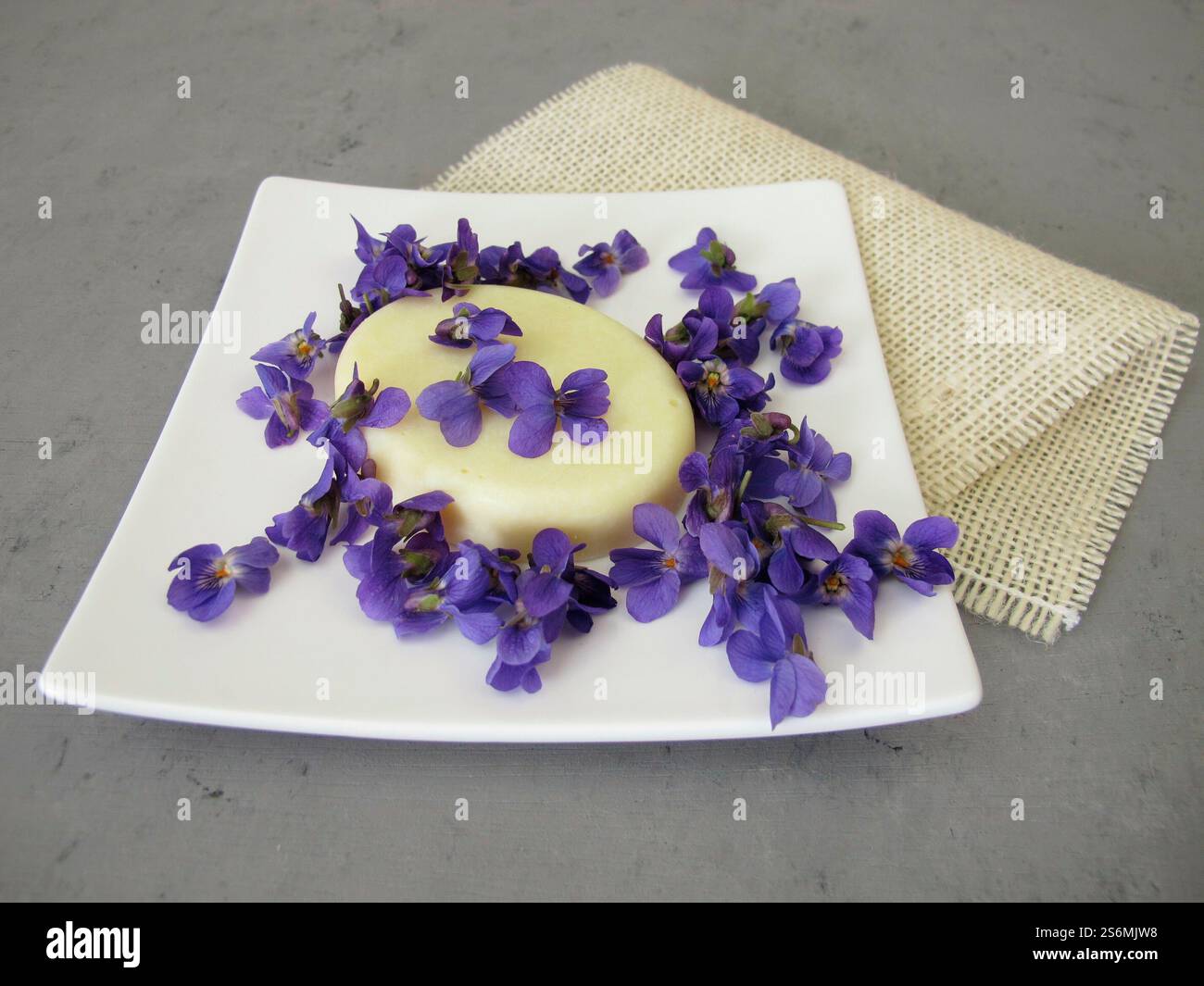 Homemade soap with violets and violet scent Stock Photo - Alamy