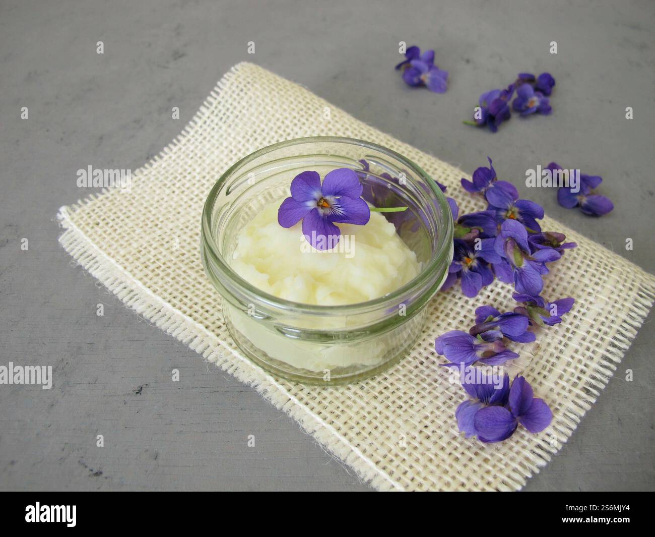 Homemade solid deodorant with violet scent from scented violets in a ...