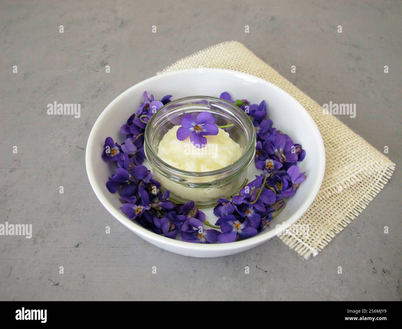Homemade solid deodorant with violet scent from scented violets in a ...