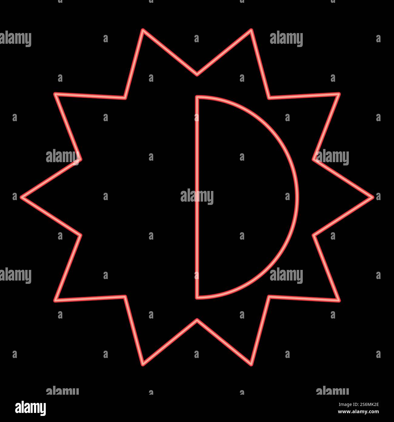 Neon brightness and contrast setting red color vector illustration flat ...