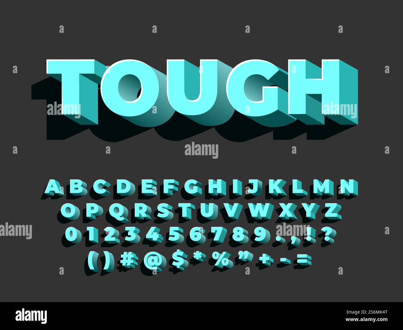 Bold 3d font. Strong typography, retro style alphabet. Letters numbers ...