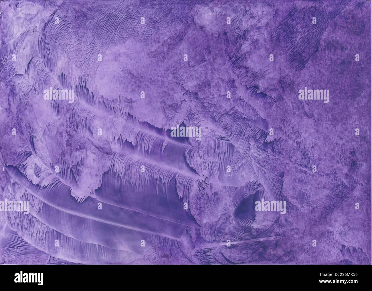 Abstract encaustic painting with the painting iron painted in violet ...