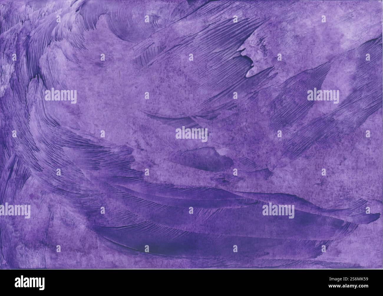Abstract encaustic painting with the painting iron painted in violet ...