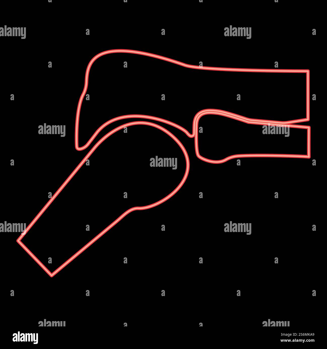 Neon knee joint red color vector illustration flat style light image ...