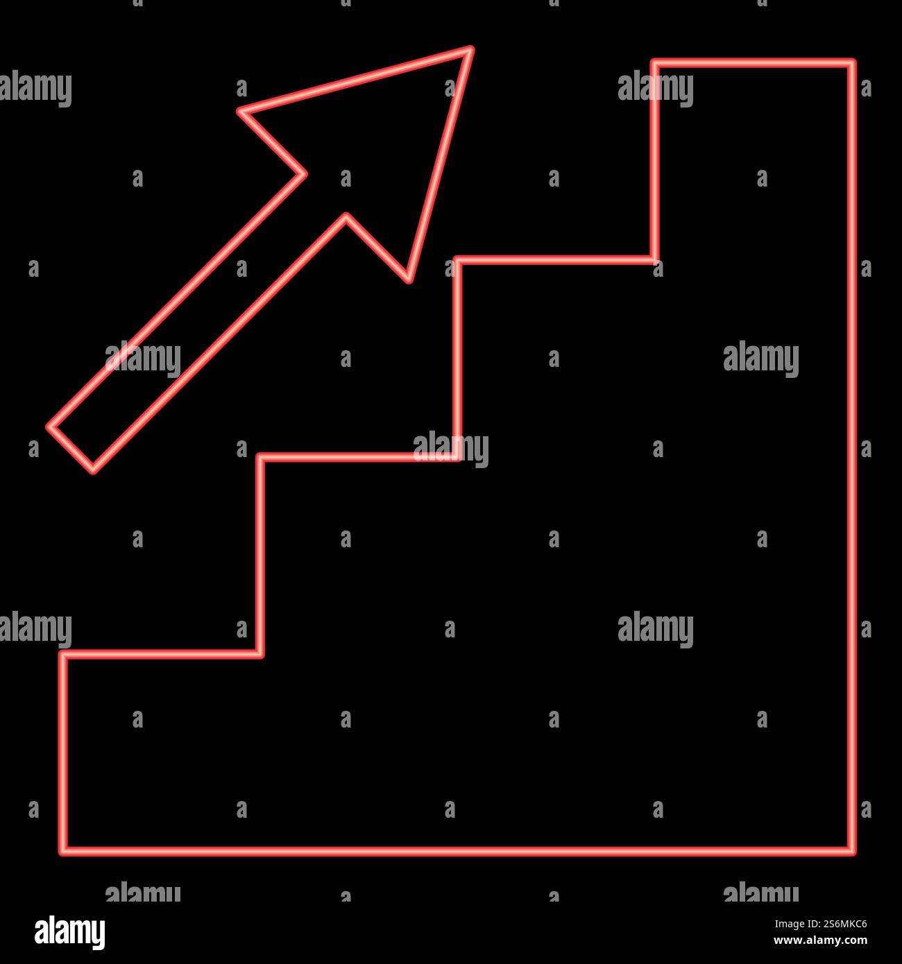 Neon stairs growth red color vector illustration flat style light image ...