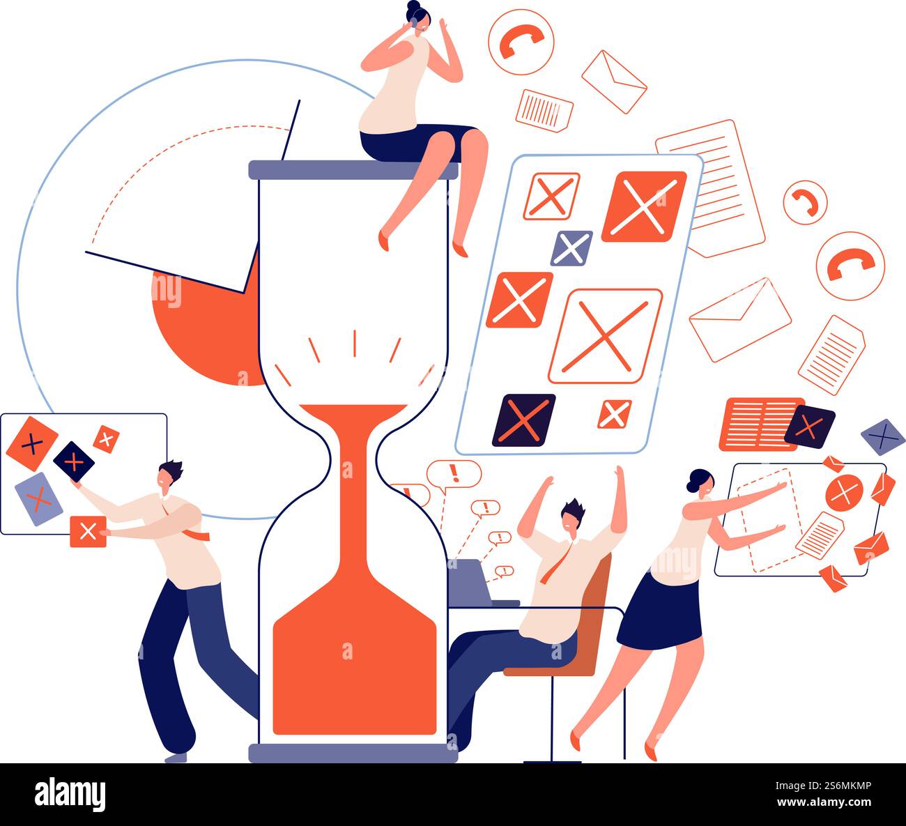 Stress deadline work. Office team characters, bad discipline and ...