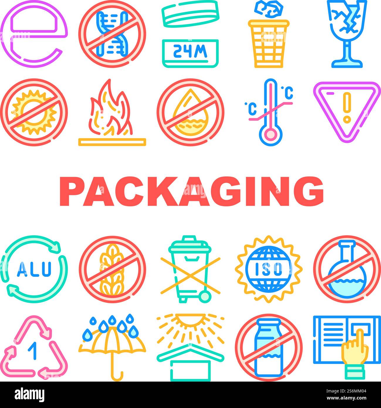 Packaging Industrial Marking Icons Set Vector. Fragile And Protect From ...