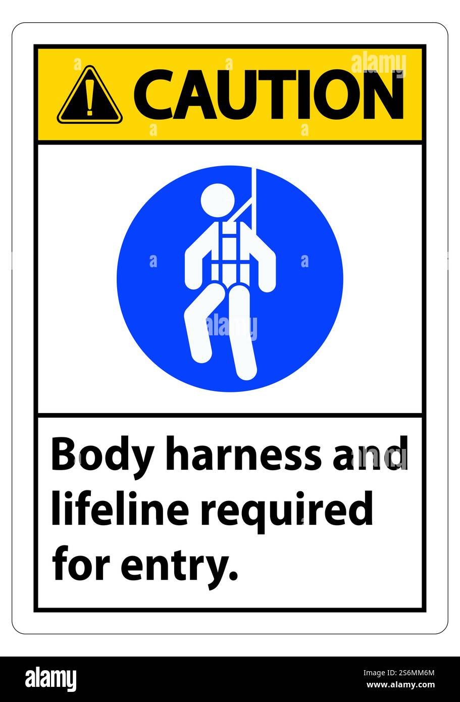 Caution Sign Body Harness And Lifeline Required For Entry Stock Vector ...