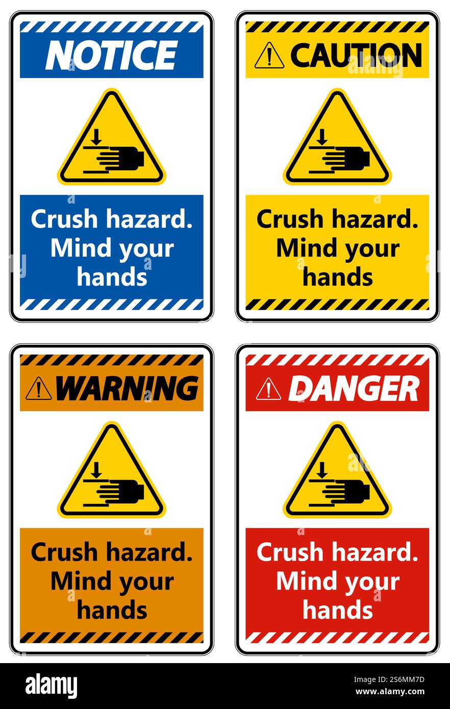 Warning Crush hazard Mind your hands Sign Stock Vector Image & Art - Alamy