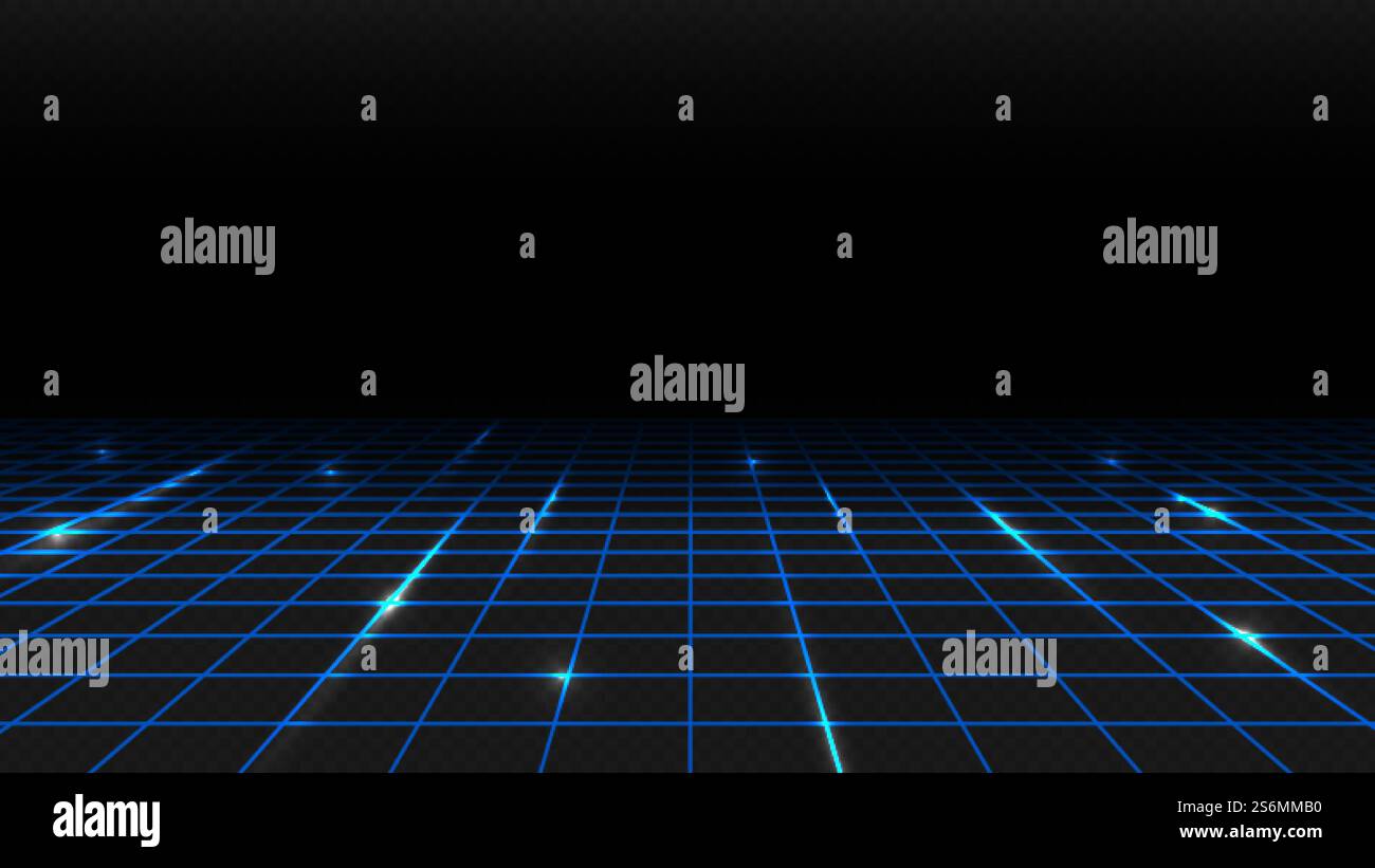 Blue shine perspective grid digital template hi-res stock photography ...