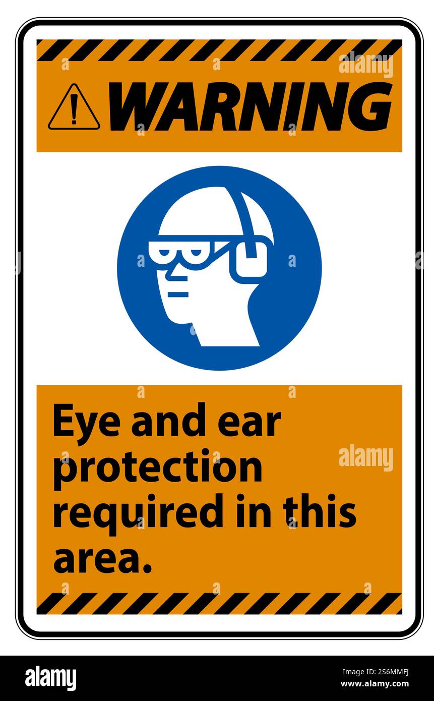 Warning Sign Eye And Ear Protection Required In This Area Stock Vector ...