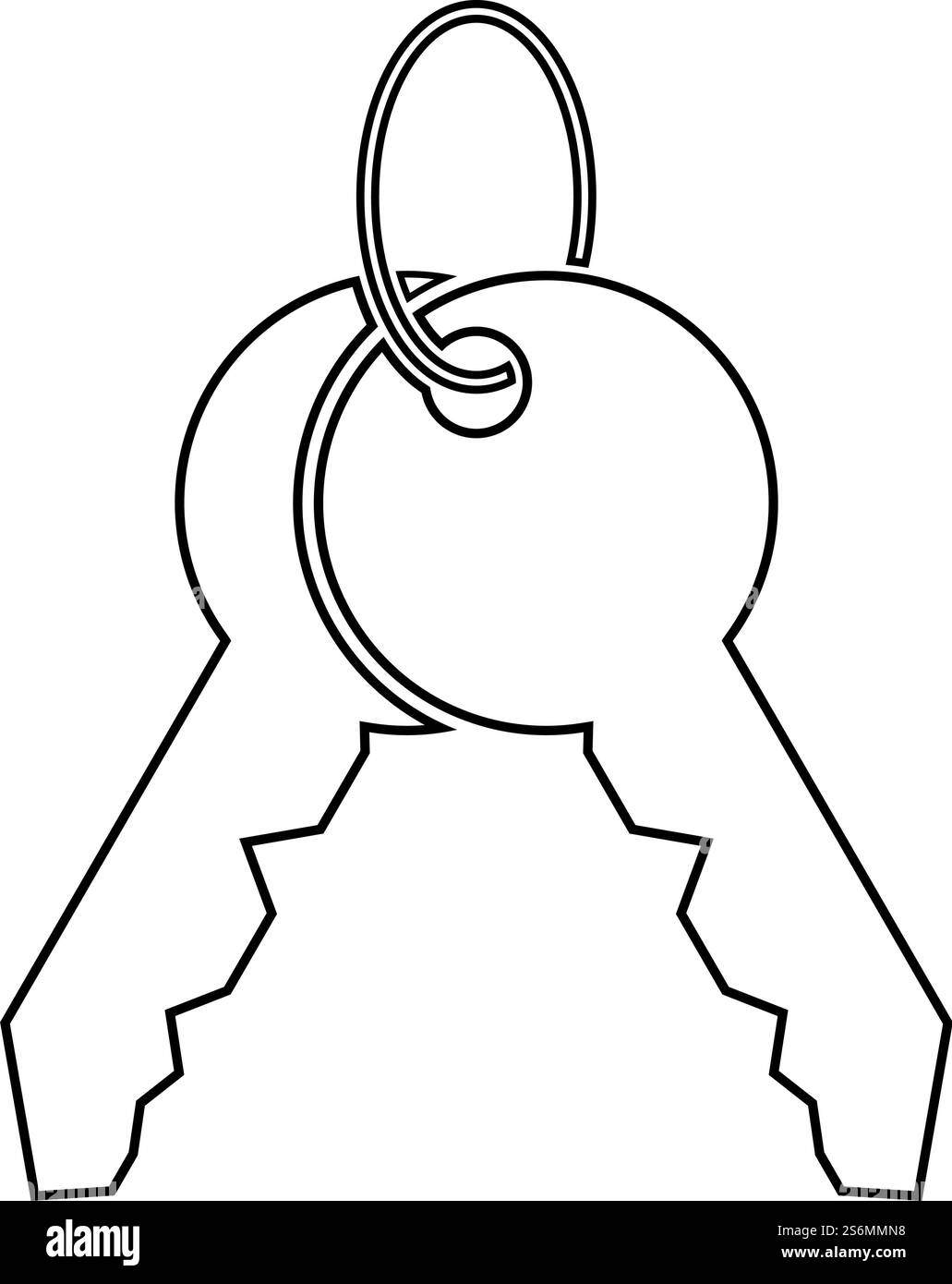 Bunch of keys on ring contour outline icon black color vector ...