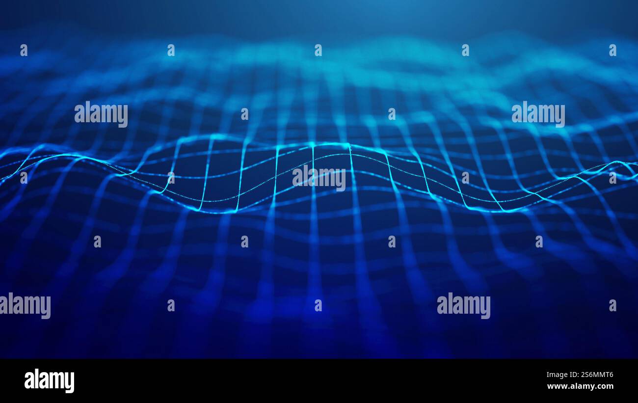 Blue wave technology background on a dark blue background, innovation ...