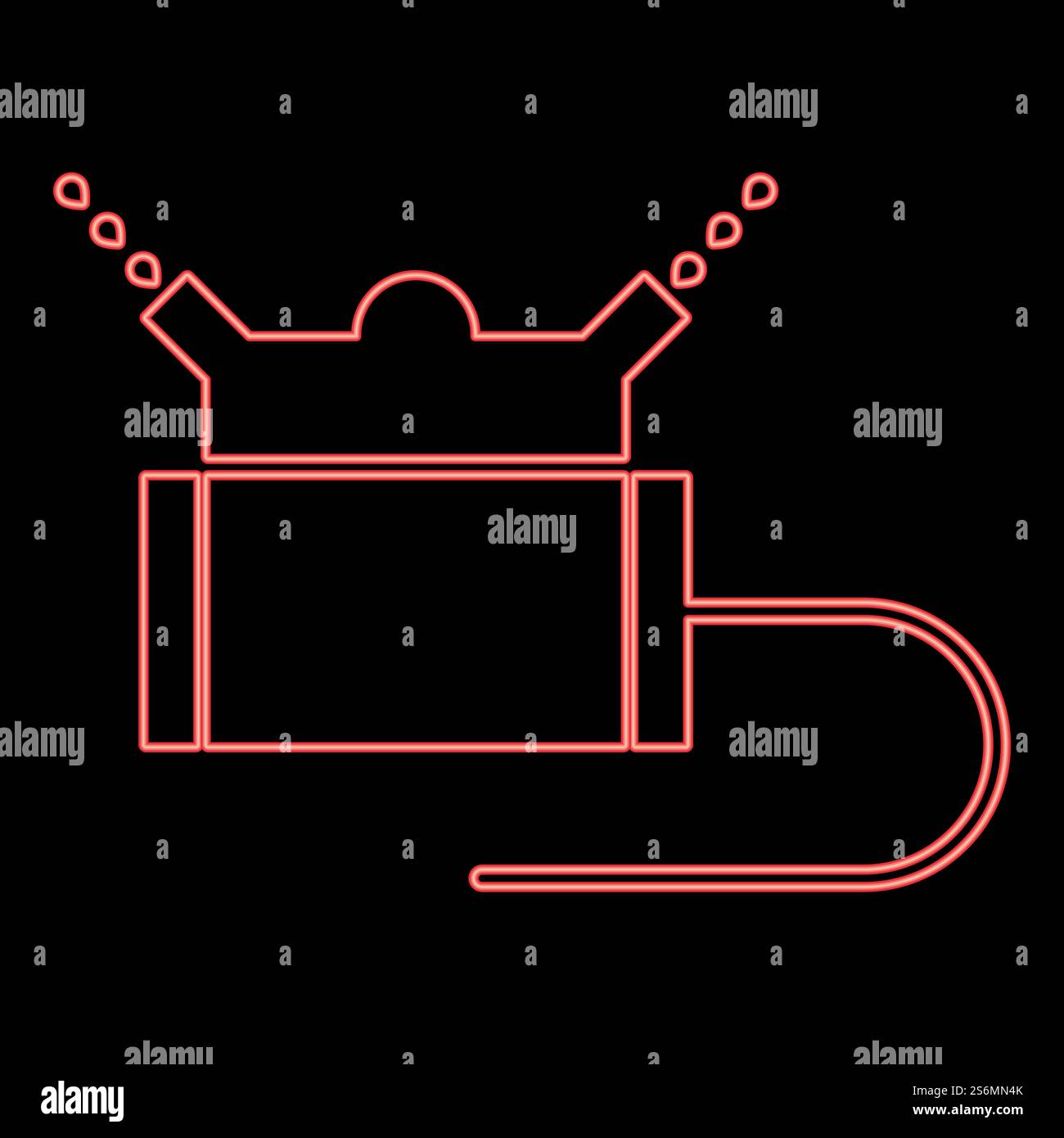 Neon lawn sprinklers red color vector illustration flat style light ...