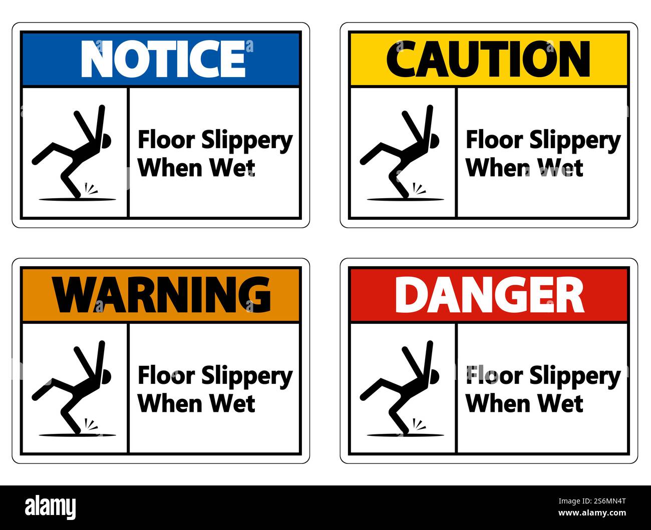 Warning Slippery When Wet Sign on white background Stock Vector Image ...