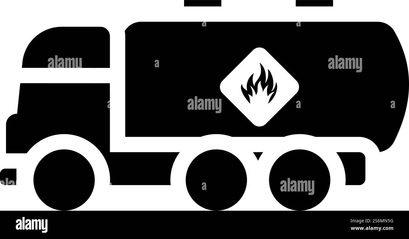 Fuel Tank Truck Icon. Black Stencil Design. Vector Illustration Stock ...
