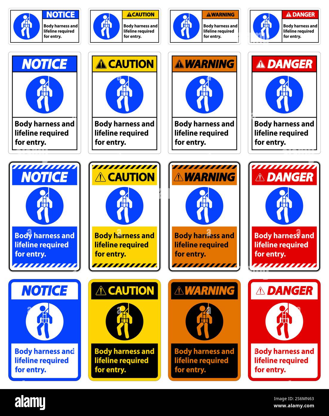 Warning Sign Body Harness And Lifeline Required For Entry Stock Vector ...