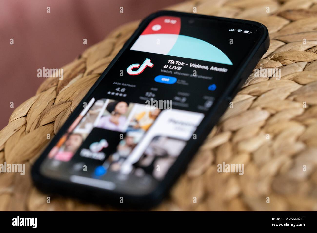 Poland. 13th Jan, 2025. In this photo illustration, the TikTok logo seen displayed on a ...