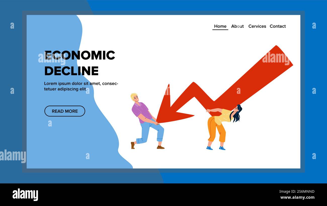 Economic Decline Business People Stopping Vector. Businessman And ...