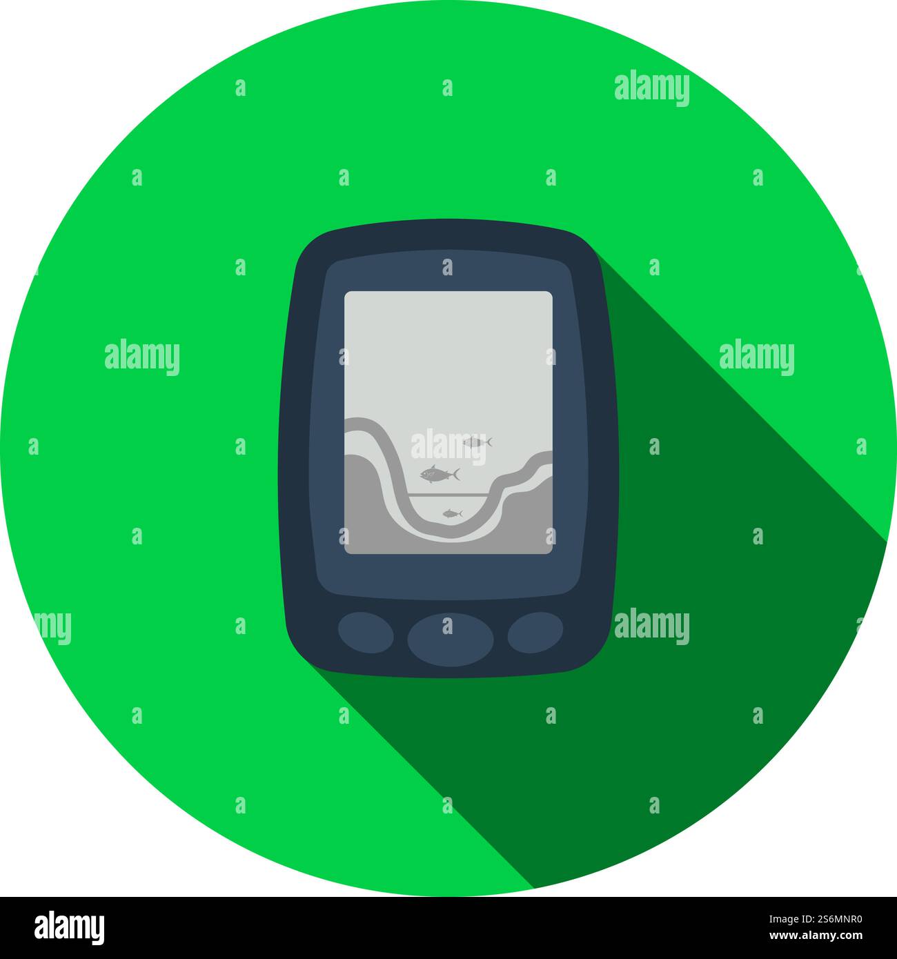 Icon Of Echo Sounder. Flat Circle Stencil Design With Long Shadow ...