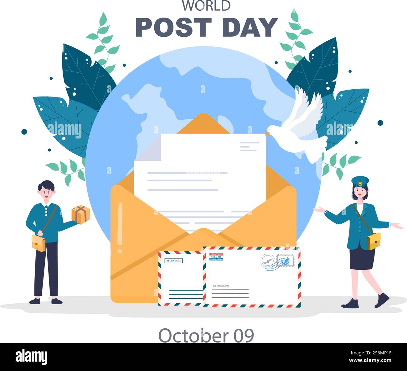 World Post Day Background Which is Celebrated on October 9 with Mail ...