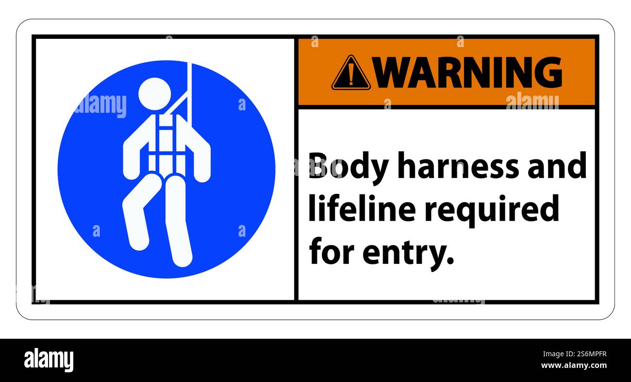 Warning Sign Body Harness And Lifeline Required For Entry Stock Vector ...