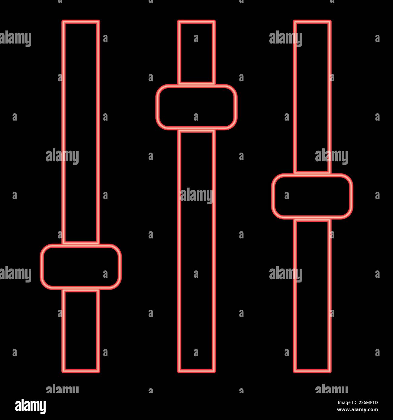 Neon control panel red color vector illustration flat style light image ...