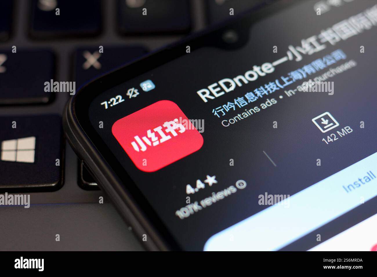 In this photo illustration, the Xiaohongshu (Rednote) logo is seen ...