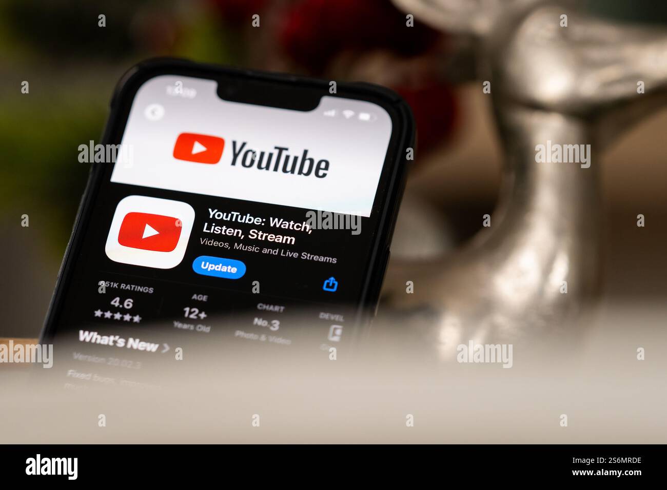 Poland. 13th Jan, 2025. In this photo illustration, the YouTube logo seen displayed on a ...