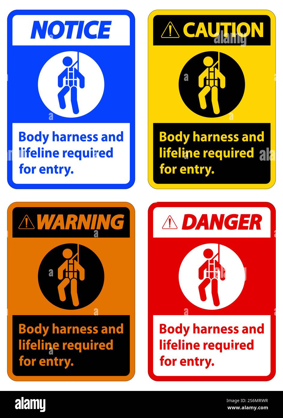Warning Sign Body Harness And Lifeline Required For Entry Stock Vector ...