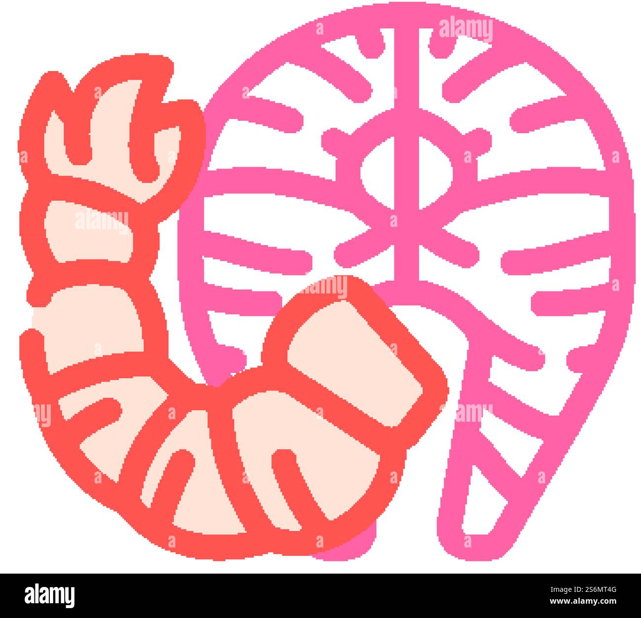 sea product fish and shrimp color icon vector. sea product fish and ...