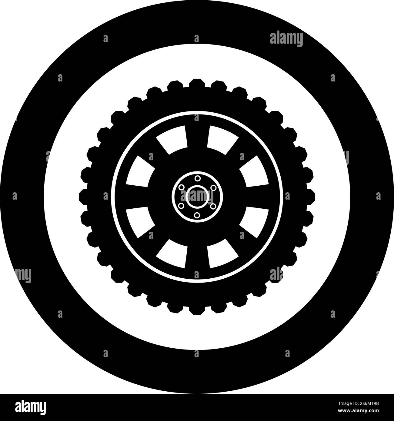 Car wheel Tire icon in circle round black color vector illustration ...
