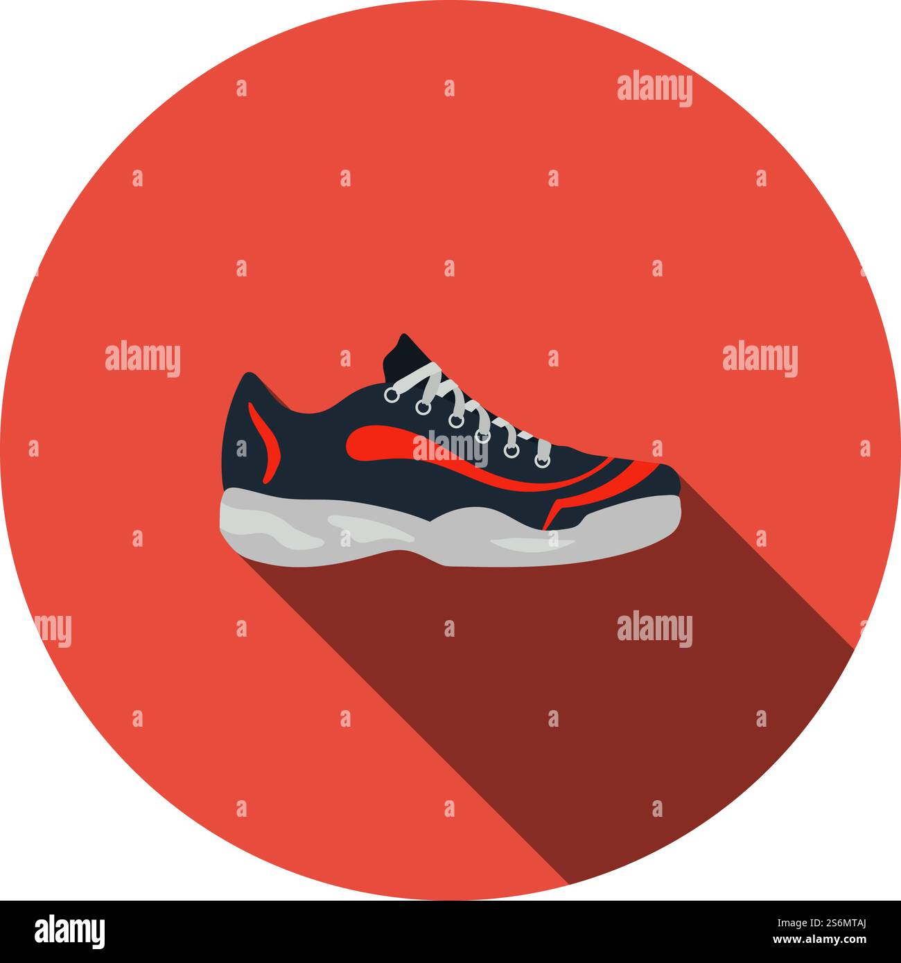 Sneaker Icon. Flat Circle Stencil Design With Long Shadow. Vector ...