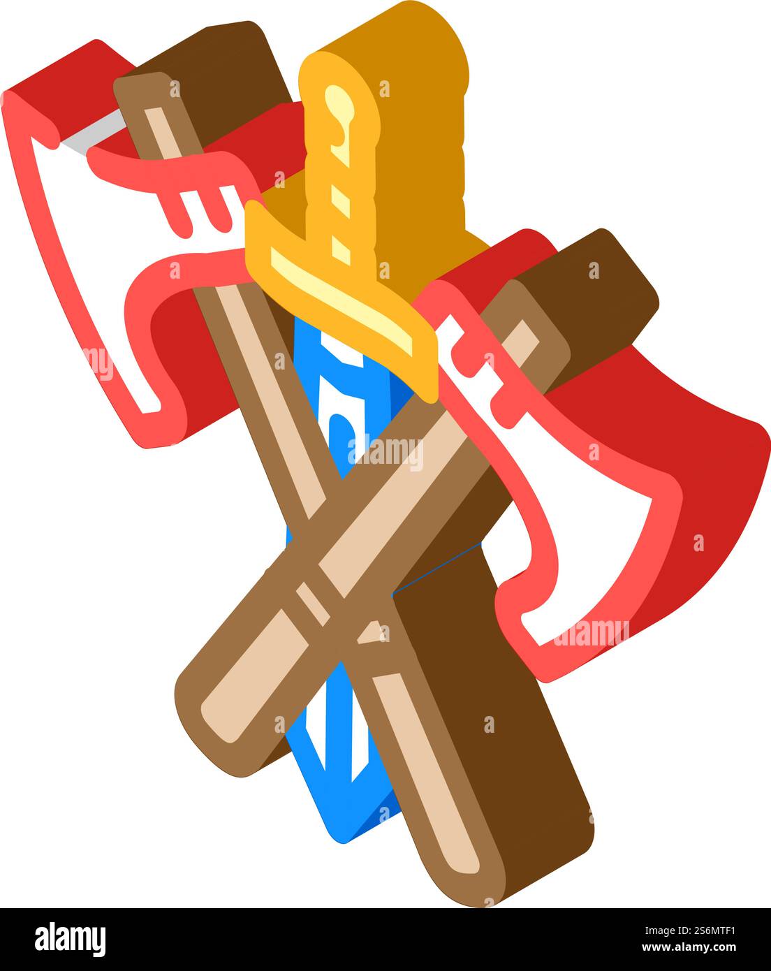 sword and ax weapon fairy tale isometric icon vector. sword and ax ...