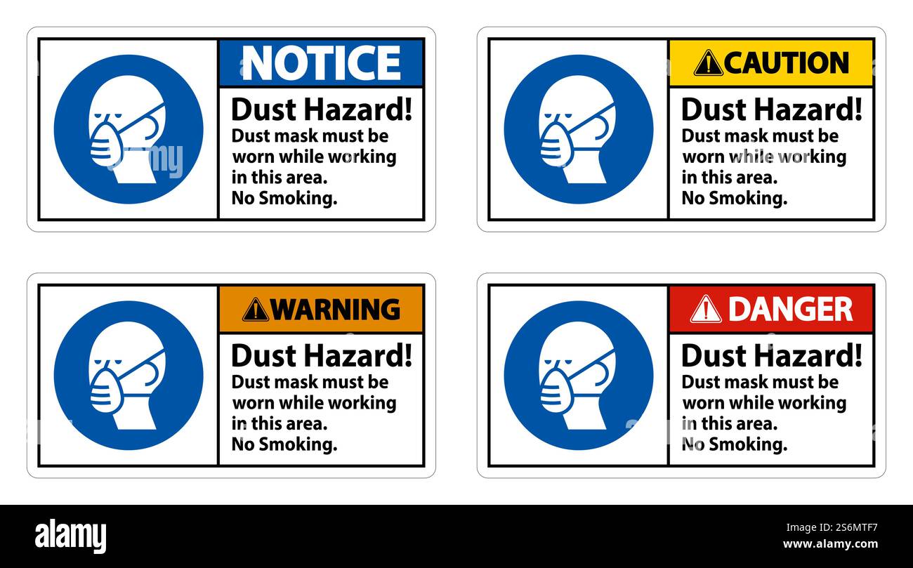 Warning No Smoking Sign Dust Hazard Dust Mask Must Be Worn While ...