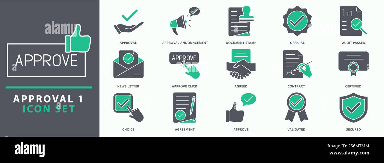 Approval icons. Approval icon set. Set icon about approval. Vector illustration Stock Vector ...